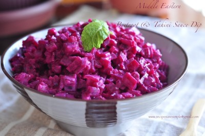 Shamandar Bi Tahini - Middle Eastern Beetroot Dip with Sesame Sauce
