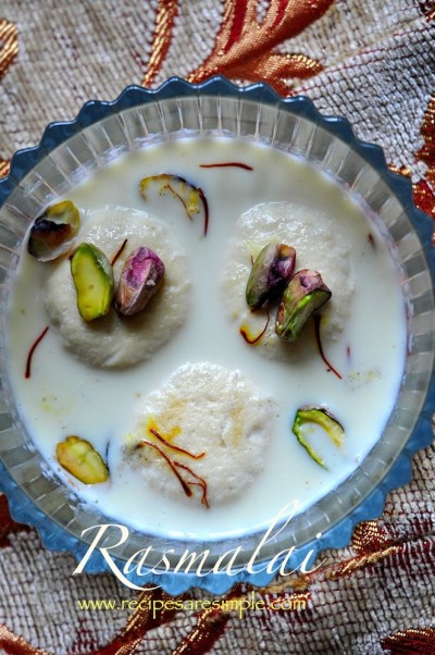 Rasmalai - Sweetened Milk Dessert with Soft Paneer(Cottage cheese)Dumplings
